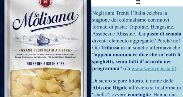 Polemica sulla pasta Molisana con nomi ex colonie, sarà ritirata. Area ...