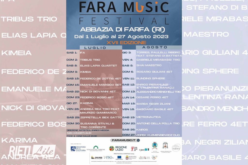 Dal 1° luglio la XVII edizione del Fara Music Festival - Rieti Life