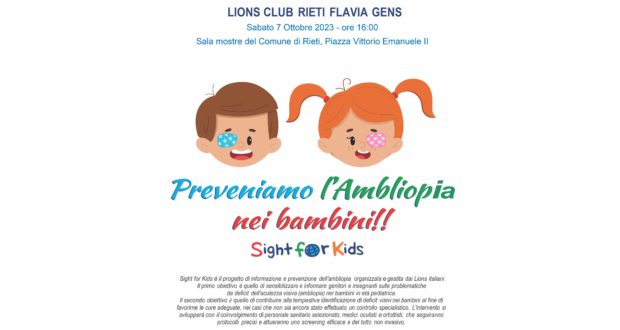 "Combattiamo l'ambliopia" l'evento del Lions Club Flavia Gens - Rieti Life