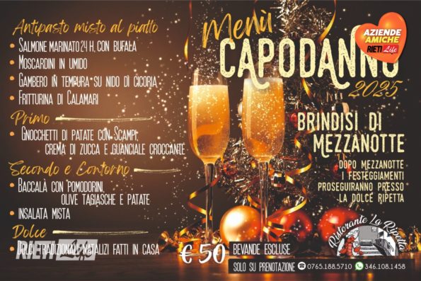 Festeggia il Capodanno 2025 al Ristorante La Ripetta | Il menú - Rieti Life