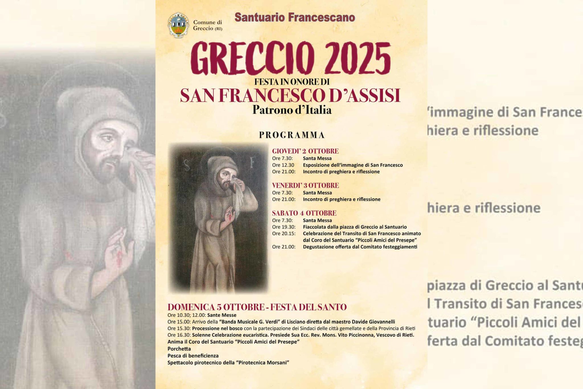 Greccio celebra San Francesco: il programma - Rieti Life